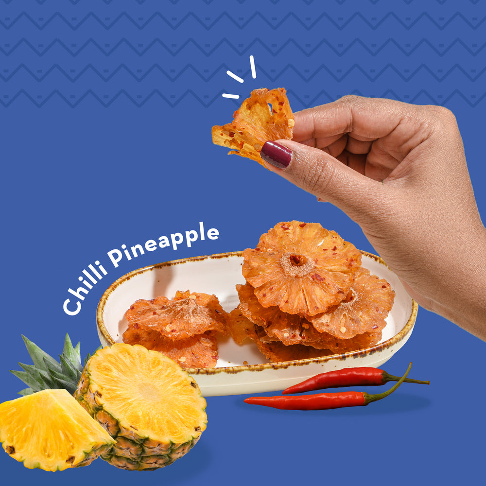 Chilli Pineapple Bytes | Sun-dried Pineapple Snack | 100% Natural | 15