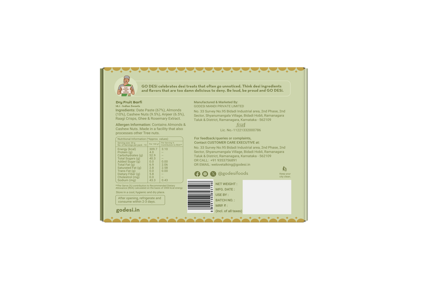 Dry-Fruit Date Bars | No Refined Sugar – 100% Natural | Anjeer, Dates,