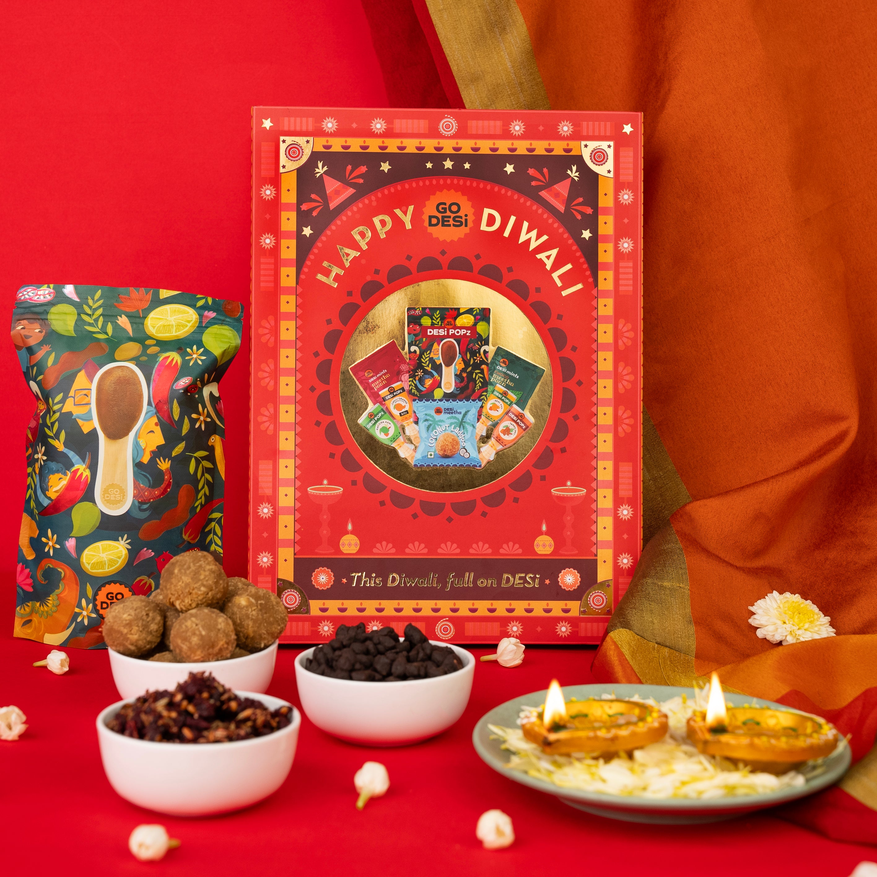 Shubh Diwali Gift Hamper | Indian Mithai, Desi Popz, Diyas | Diwali Gi