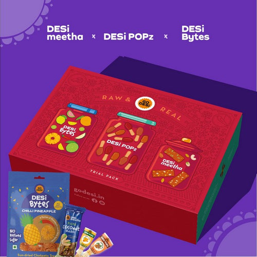 Best Seller Trial Pack | Desi Popz + Desi Bytes + Desi Meetha | 100% n